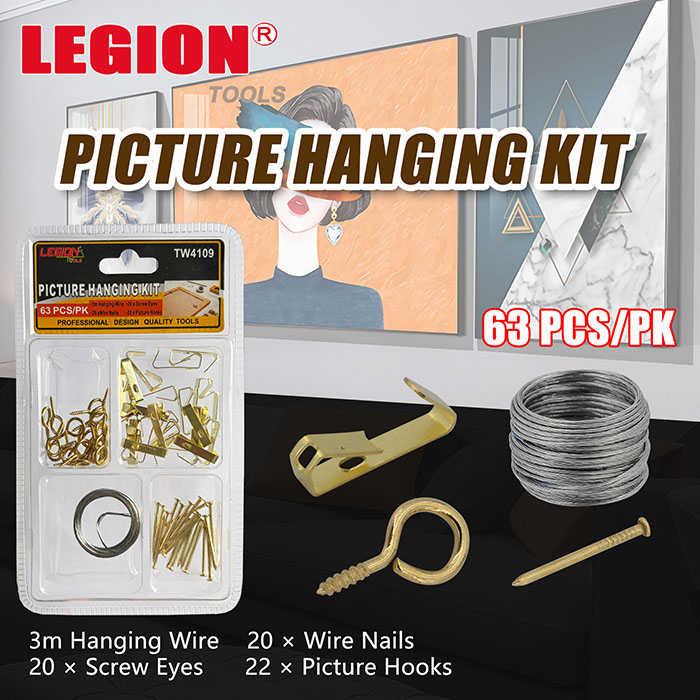 46PCS Picture Hanging Kit Photo Frame Hanging Set Wall Kit Tools DIY ...